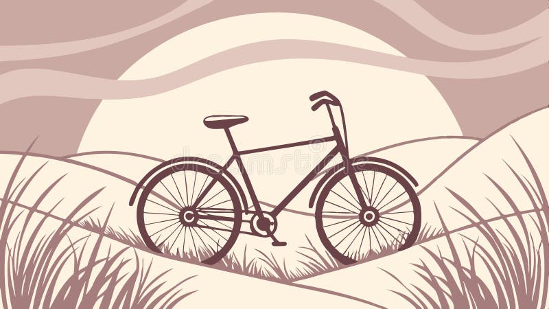 Bicycle on Scenic Grassy Path, Nature Exploration, Vector Design ...