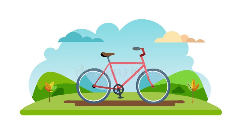 Bicycle on a Scenic Hilltop View, Vector Design Generative AI Stock ...