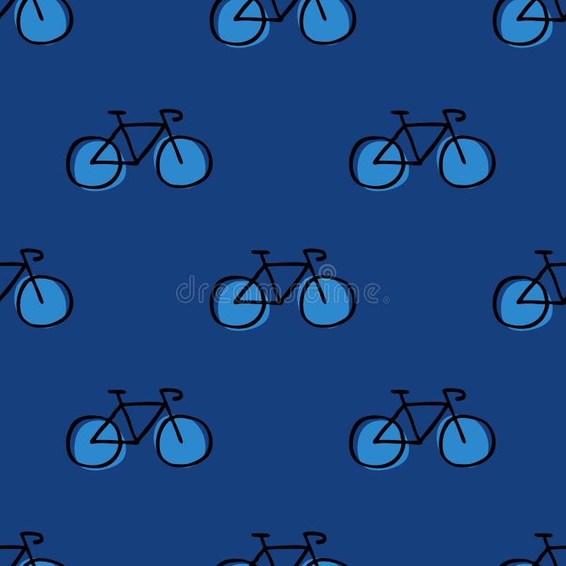 Bicycle Seamless Doodle Pattern, Hand Drawn Vector Stock Vector ...