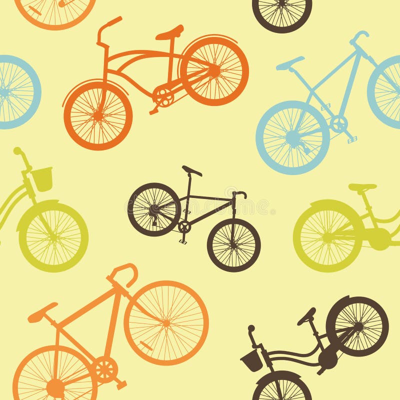 Seamless Bicycle Cartoon Pattern Stock Vector - Illustration of racing ...