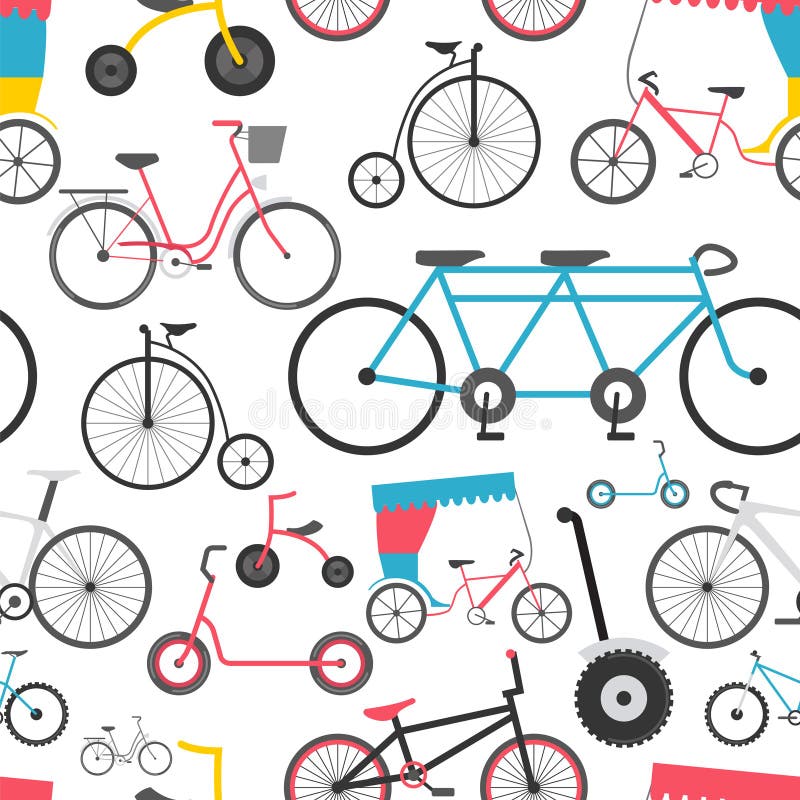 Bicycle Seamless Pattern. Colour Flat Design Stock Vector ...
