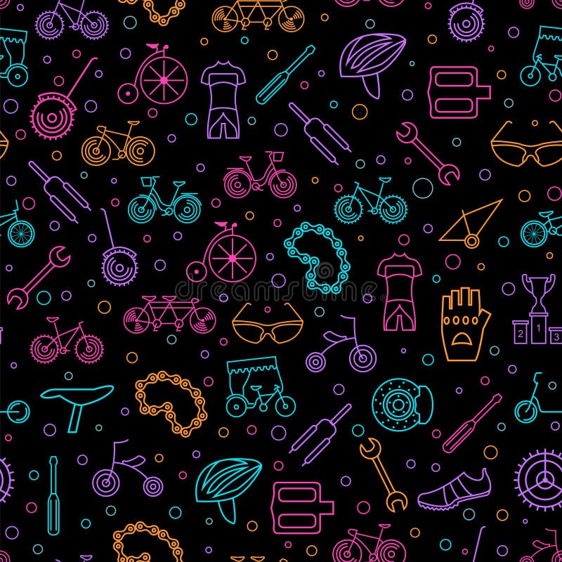 Bicycle Seamless Doodle Pattern, Hand Drawn Vector Stock Vector ...