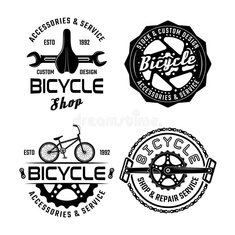 Bicycle Round Vector Retro Emblem with Bike Wheel Stock Vector ...