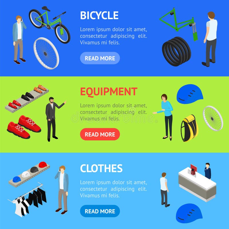 Bike Set Isometric View. Vector Stock Vector - Illustration of biking ...
