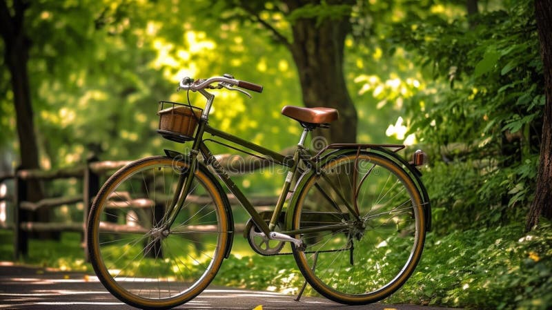 Bicycle on a Path in a Park Stock Illustration - Illustration of rider ...