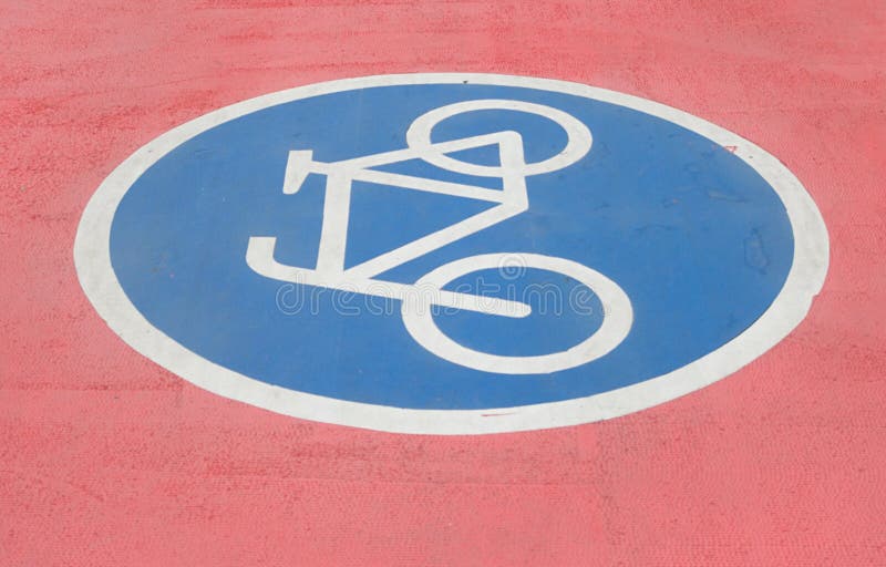 Bicycle Sign on the Bicycle Path Stock Photo - Image of pathnotice ...