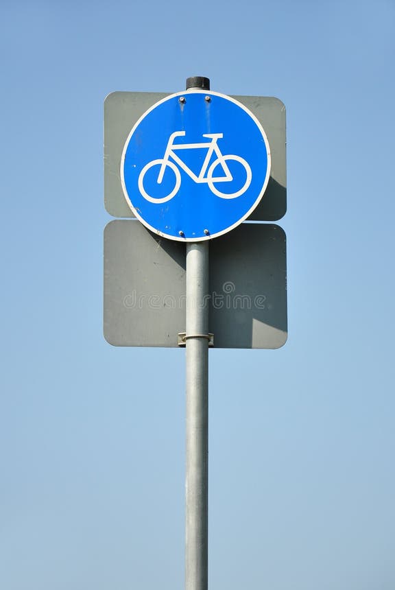 Bicycle sign stock photo. Image of lane, blue, bike, sign - 79038434