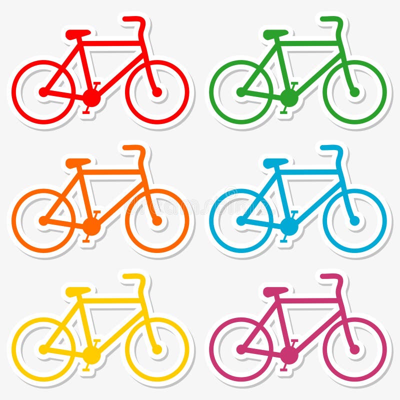 Bicycle Sign Icons Stickers Set Stock Vector - Illustration of ...