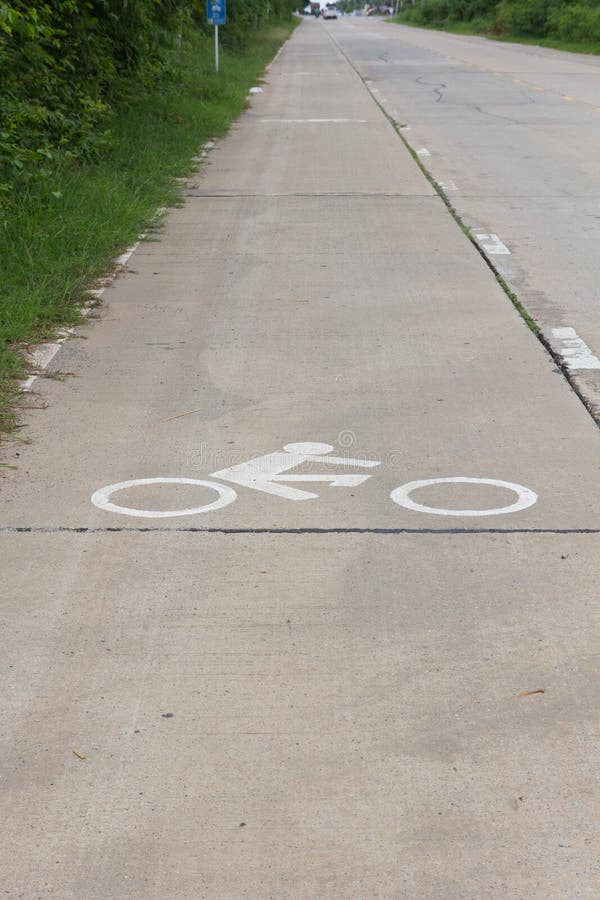 Bicycle Sign Path on the Road Stock Image - Image of floor, lines ...
