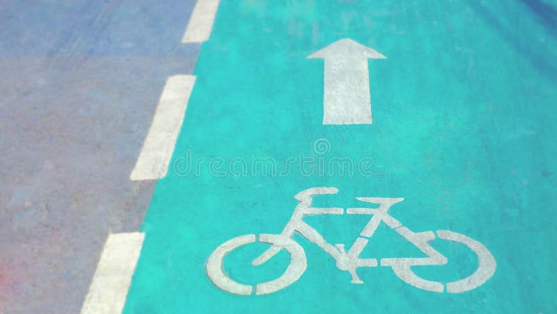Bicycle Sign Path on the Road, Bicycle Lane Stock Image - Image of ...