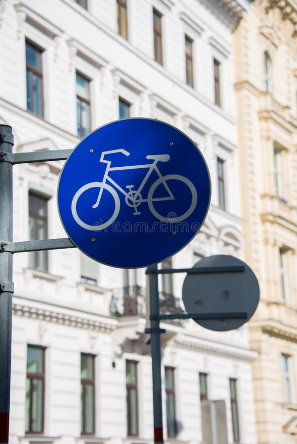 Bicycle sign on street stock photo. Image of road, sport - 45508334