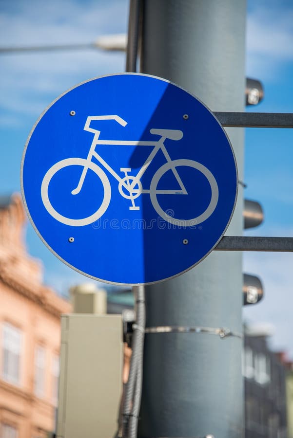 Bicycle sign on street stock image. Image of city, outdoors - 45508349