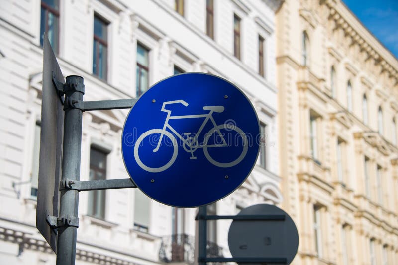 Bicycle sign stock photo. Image of biker, post, green - 45973026