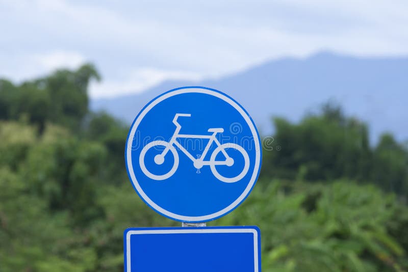 Bicycle Signs on the Bicycle Way. Stock Photo - Image of path ...