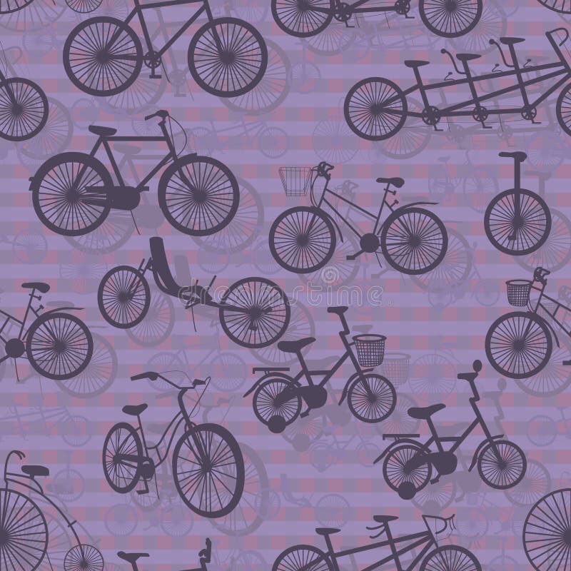 Vector Seamless Pattern with Bicycles Stock Vector - Illustration of ...