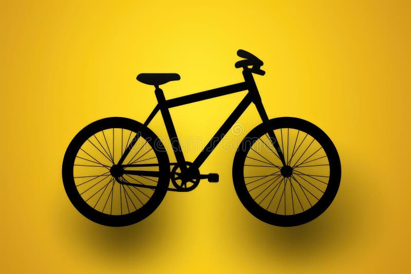 Bicycle Silhouette on Yellow Background. Generative AI Stock ...