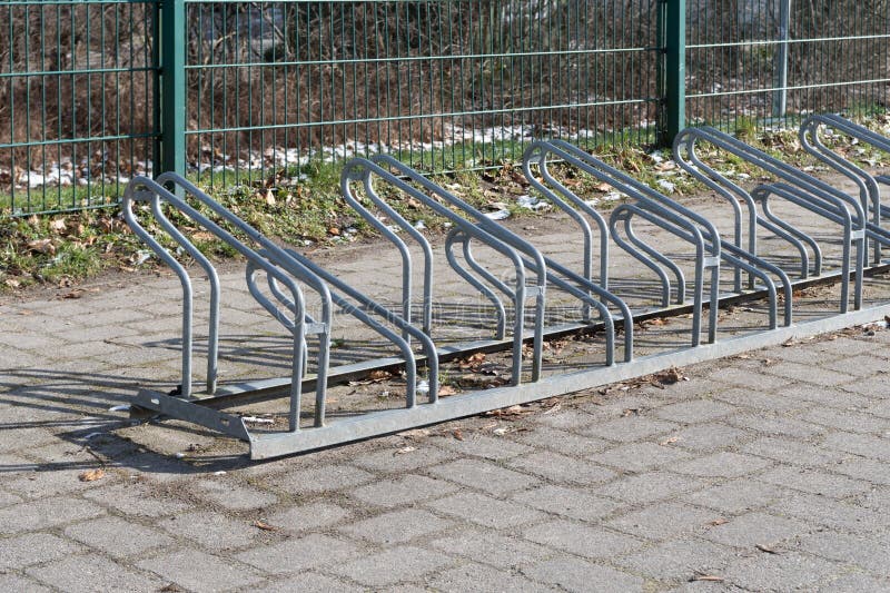 Bicycle Stand on a School Campus Stock Image - Image of walkway ...