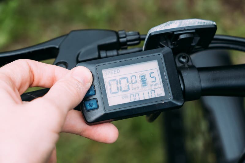 Bicycle Steering Wheel and Gear Shifting. E-bike Stock Photo - Image of ...