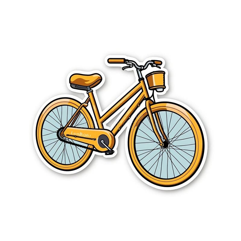 Bicycle Sticker on Black Background. AI Stock Illustration ...