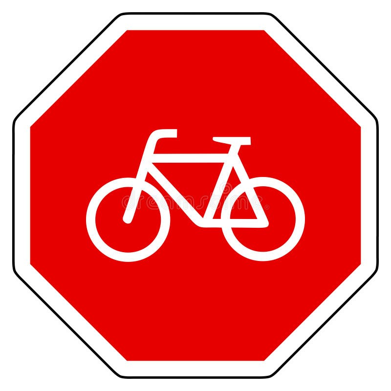 Bicycle and stop sign stock vector. Illustration of caution - 228118648