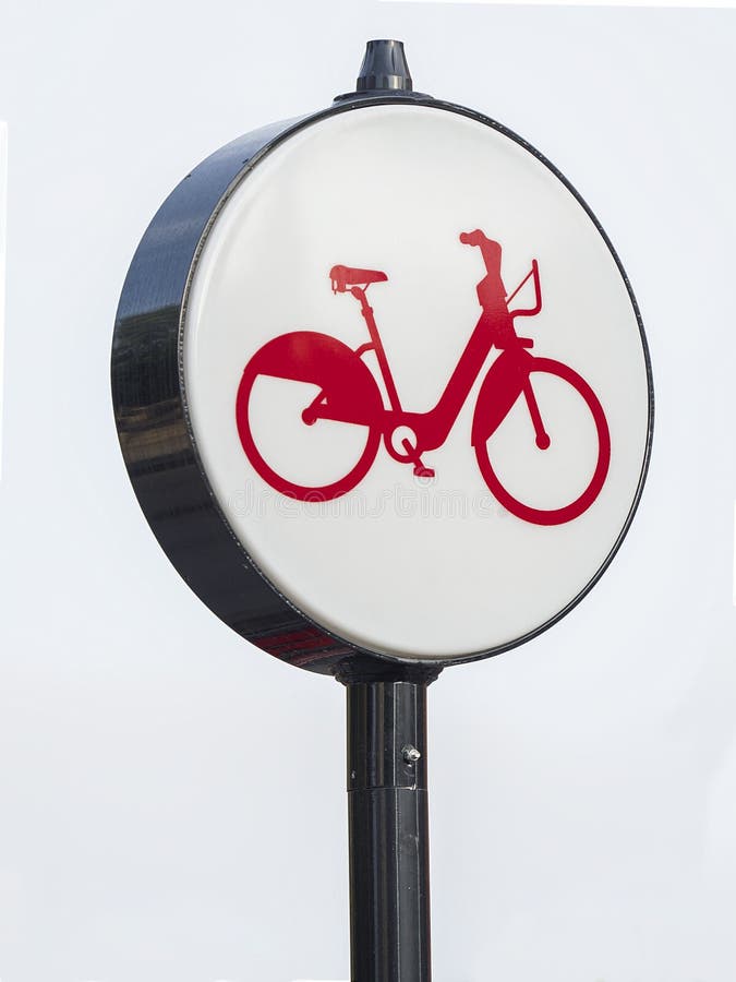 Bicycle stop sign stock photo. Image of path, pictogram - 150978362