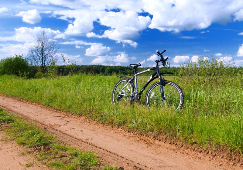 Bicycle in Summer Rural Scene Stock Image - Image of single ...