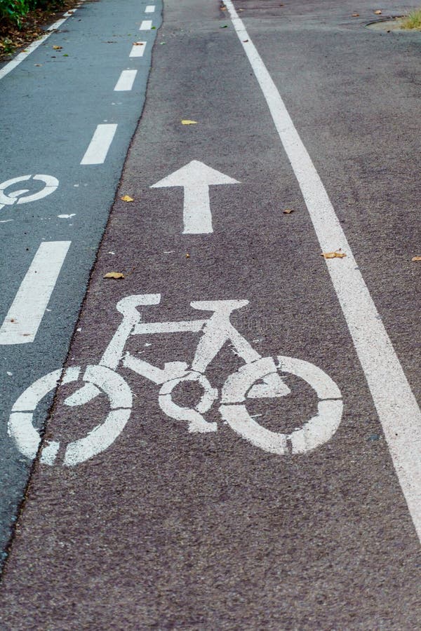 Bicycle Symbol. Bike Path in City Park Stock Photo - Image of path ...