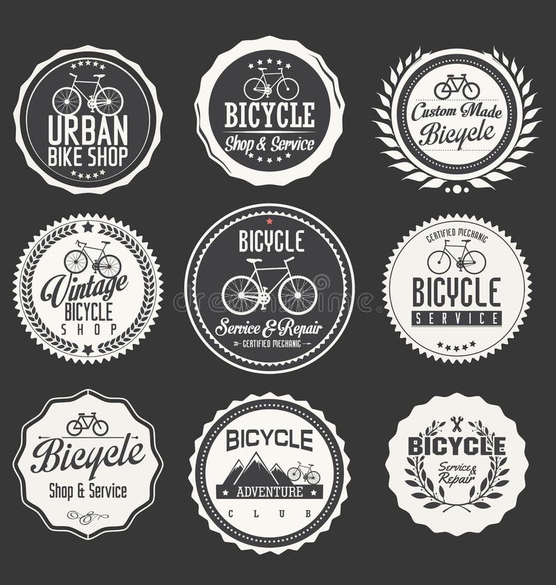 Bicycle Themed Label Design Set Stock Illustration - Illustration of ...