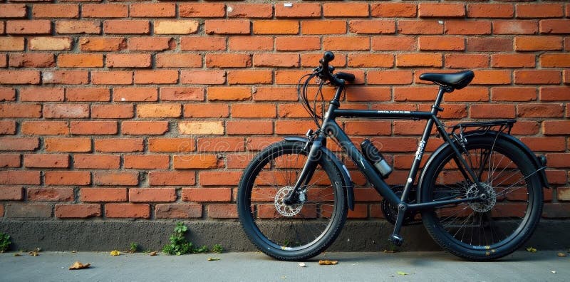 Bicycle Tire Leans Against Weathered Brick Wall Wheel Texture Stock ...