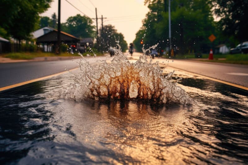 Bicycle Tire Splashing through Water on Road Stock Photo - Image of ...