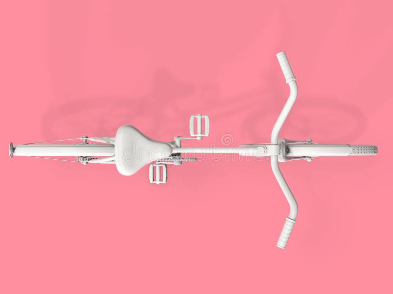 Bicycle Top View on Pink Pastel Background. 3d Rendering Stock ...