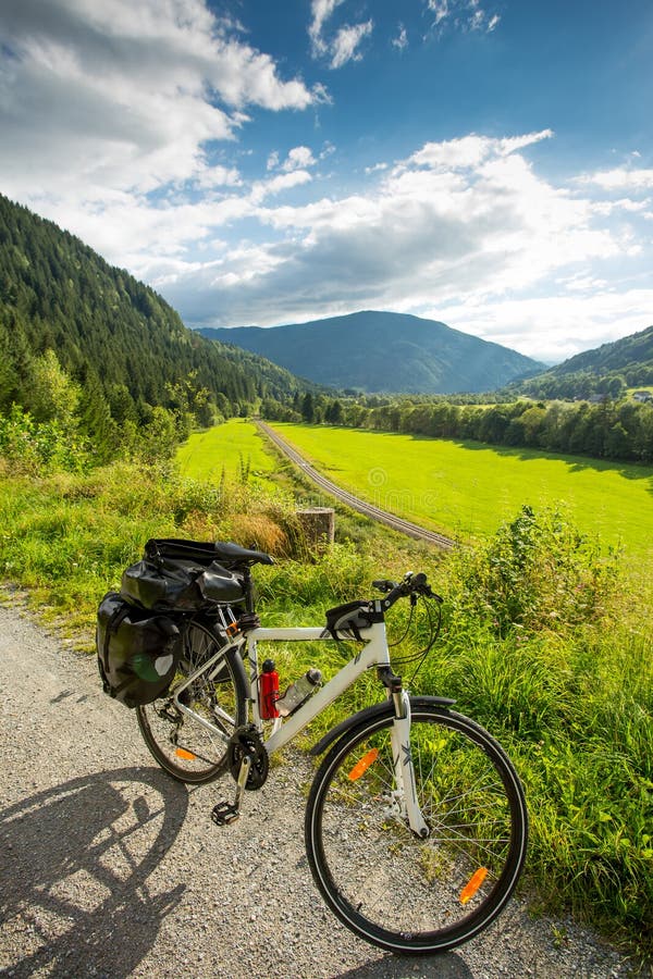Bicycle touring in Austria stock image. Image of gauge - 115197643