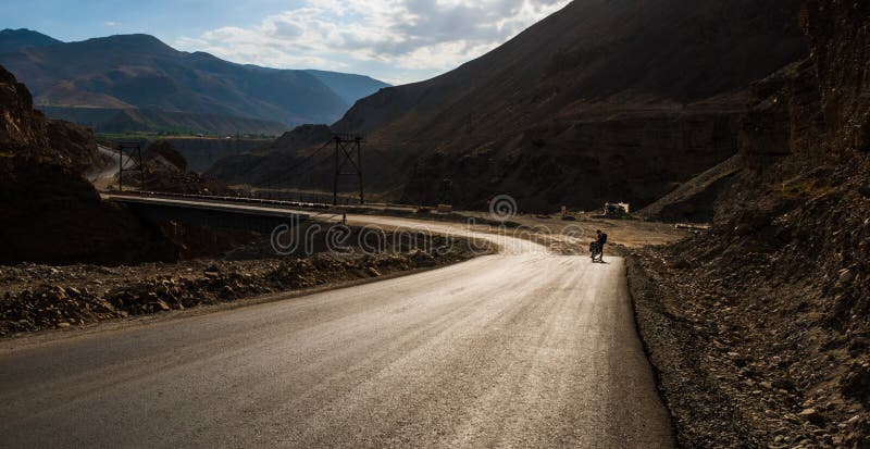 Bicycle Tourist on the Highway Stock Photo - Image of road, explore ...