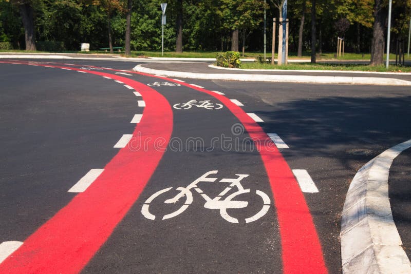 Bicycle Track and Road Sign Stock Image - Image of outdoor, direction ...