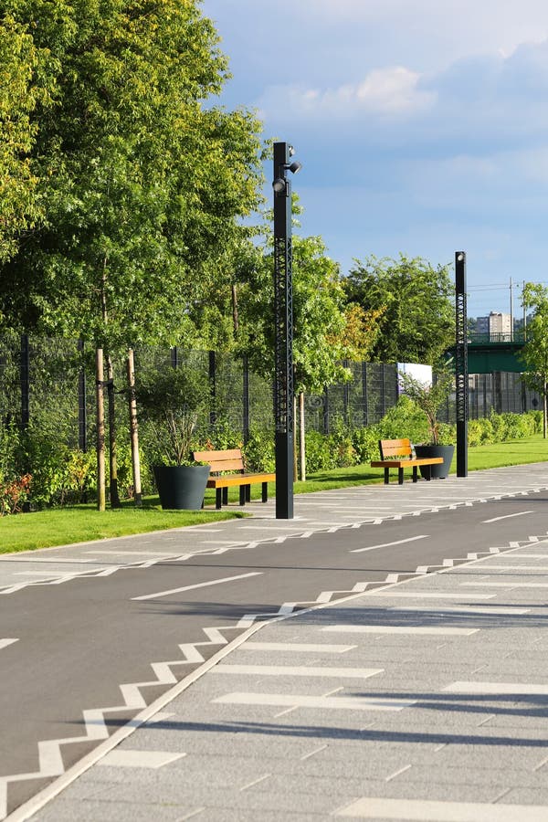 Bicycle track and walkway stock photo. Image of city - 88198984