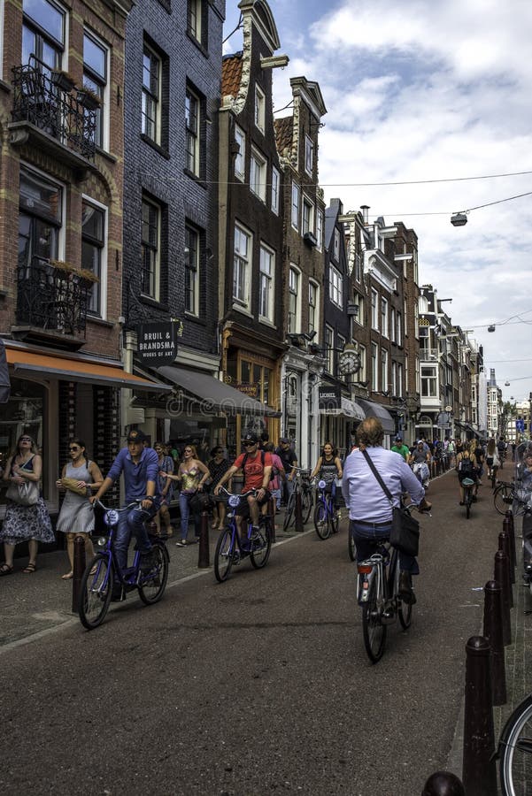 Bicycle Traffic in Amsterdam in the Evening. Netherlands September 2017 ...