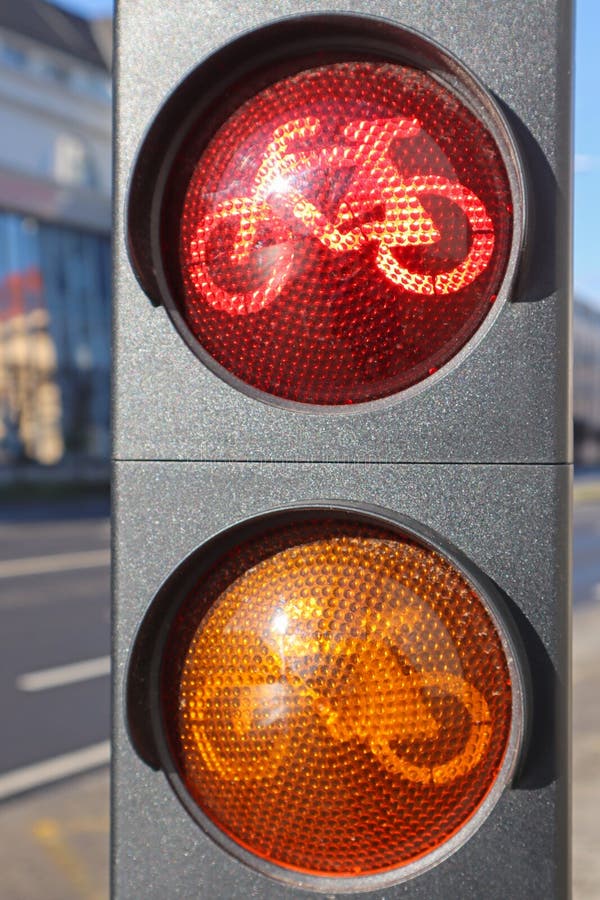 Bicycle Traffic Lights at the Road Crossing Stock Photo - Image of ...