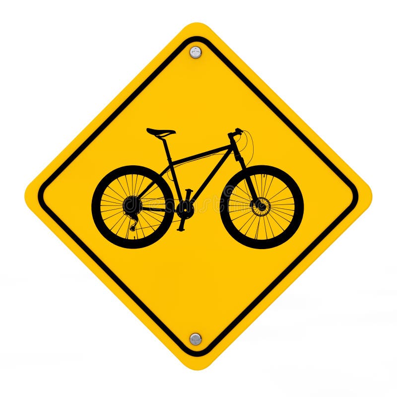 Bicycle Traffic Warning Sign. 3d Rendering Stock Illustration ...