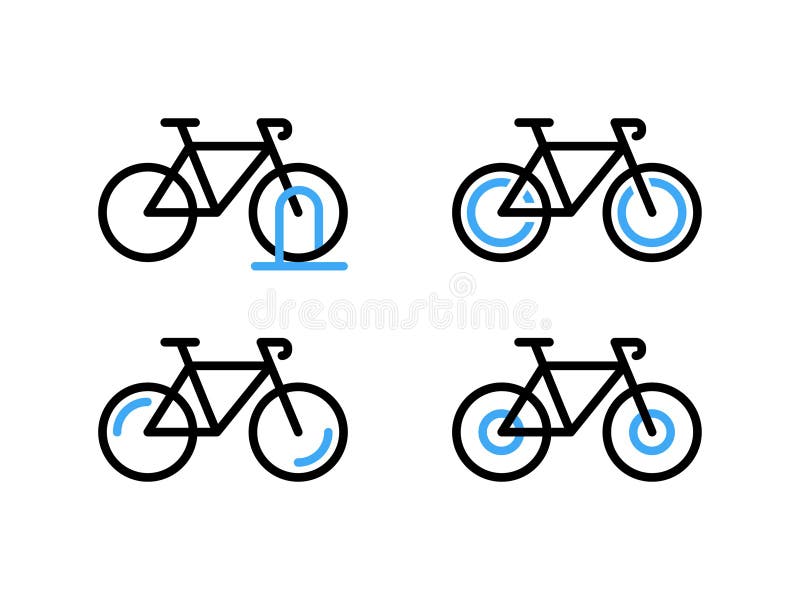 Bicycle Types Vector Linear Icons Set. Bike Icon Vector Logo Template Stock Illustration ...