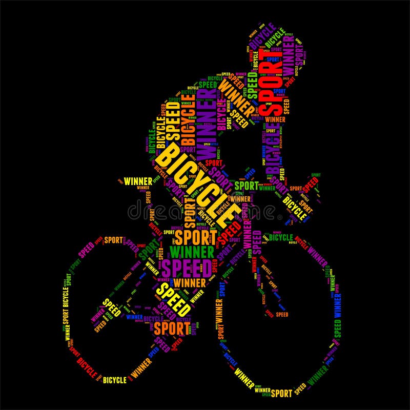 Bicycle Typography Word Cloud Colorful Vector Illustration Stock Vector ...