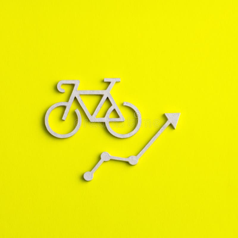 Bicycle Value Increase - Bicycle Icon on Yellow Background Stock Photo ...