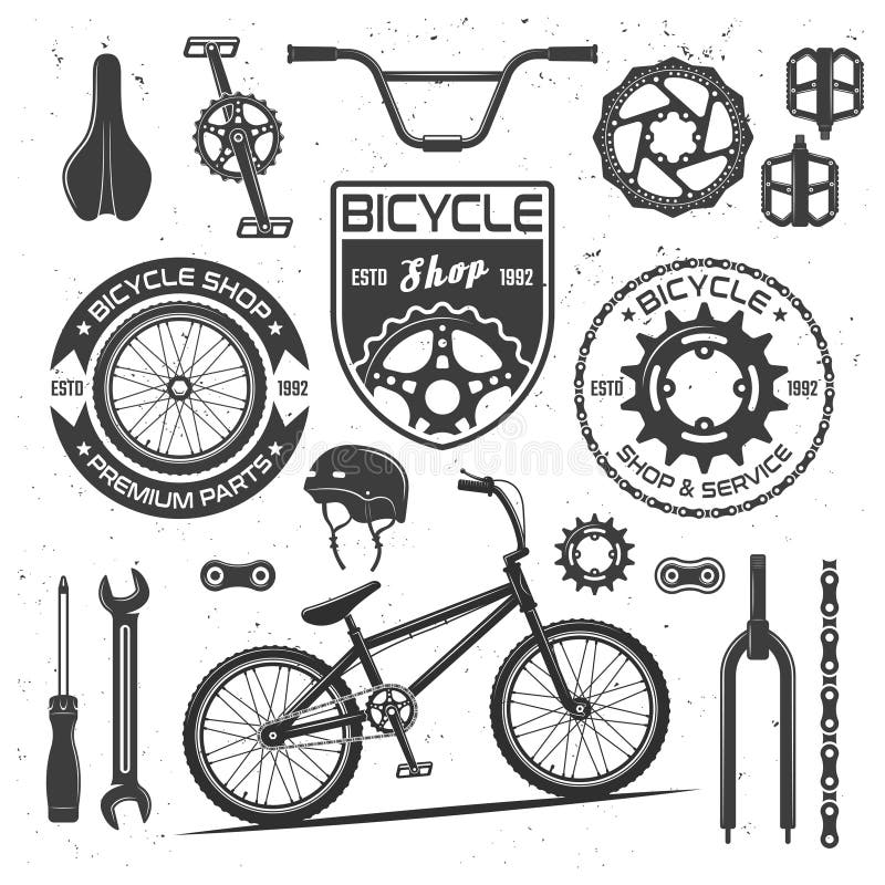 Bicycle Shop Vector Emblems, Badges and Labels Stock Vector ...