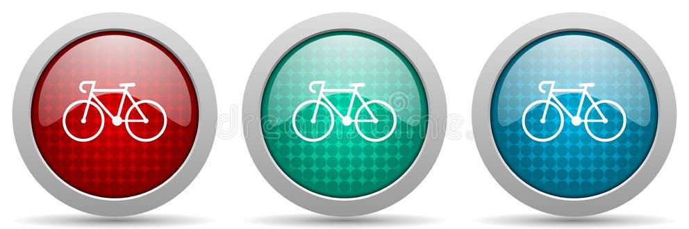 Bicycle Vector Icon Set, Glossy Web Buttons Collection Stock Vector ...