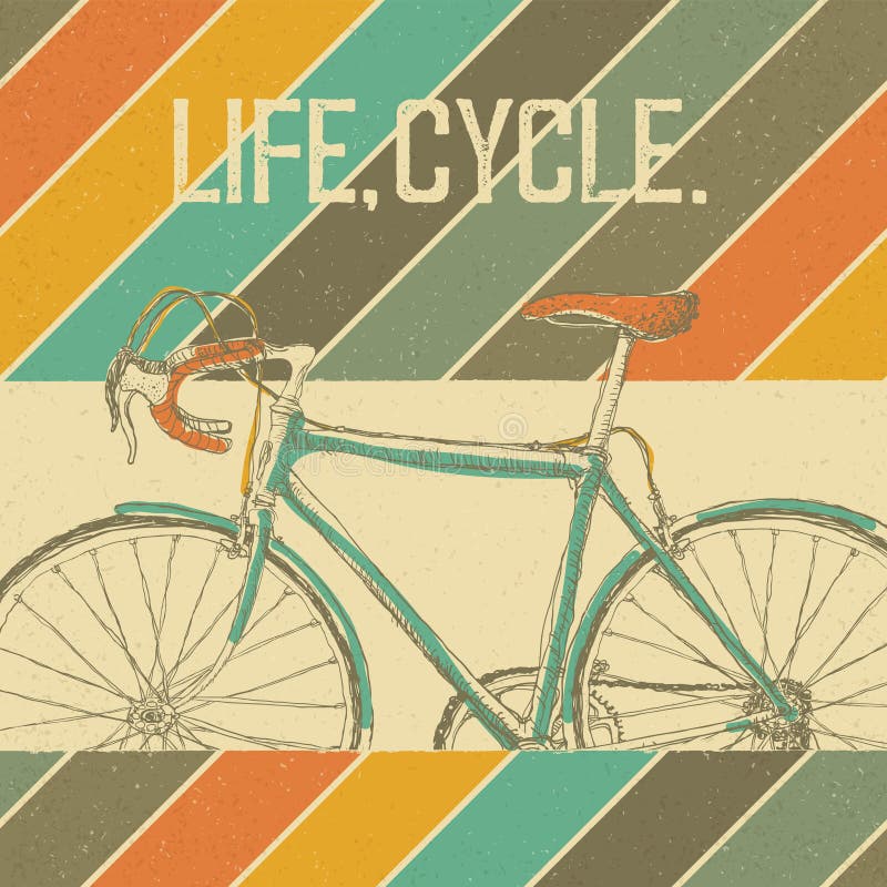 Bicycle Vintage Poster. Retro Colors Stock Vector - Illustration of ...