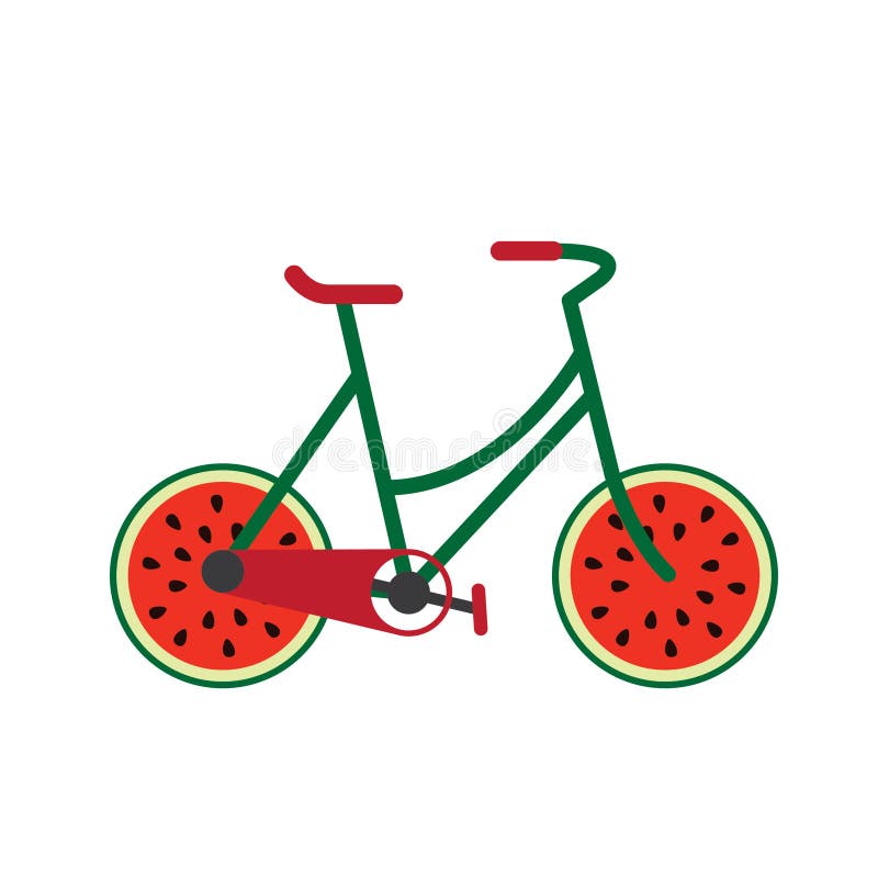 Bicycle with Watermelon As Wheel on the Street Stock Vector ...