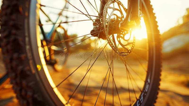 A Bicycle Wheel Close-up with Sunlight Filtering through the Spokes ...