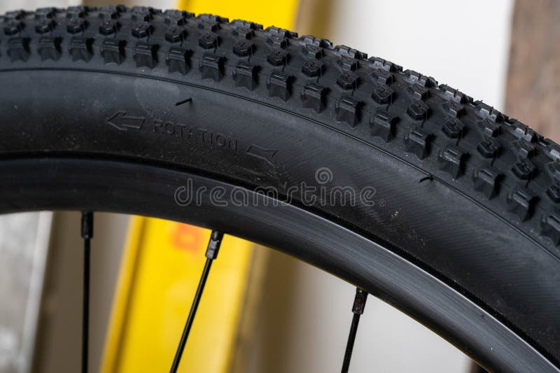Bicycle Wheel Closeup. Tire Bicycle Wheel with Tread Stock Image ...