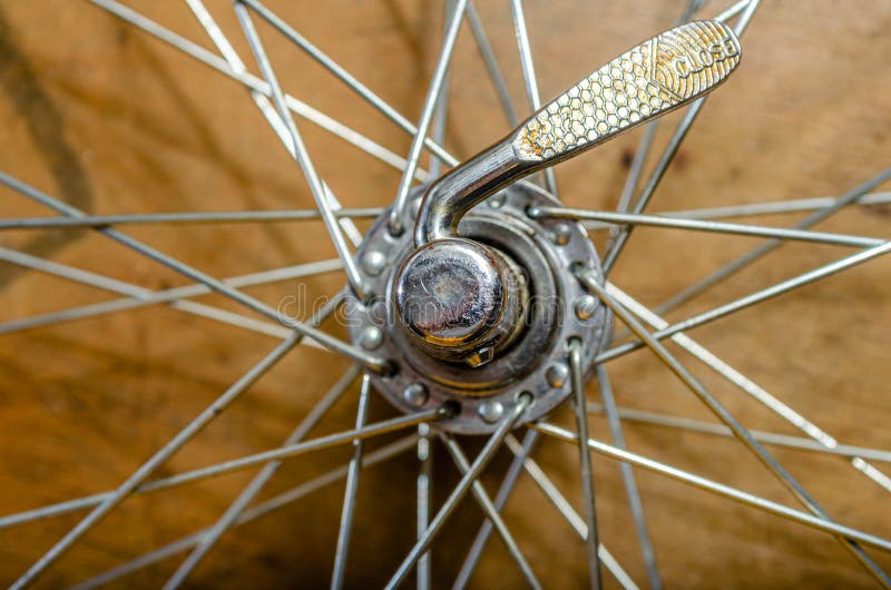 Bicycle Wheel Hub with Spokes and Quick Release Lever Stock Photo ...