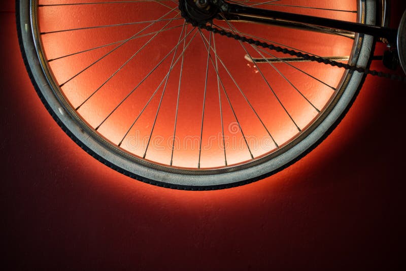 Close Up Shot of Bicycle Wheel Illuminated Stock Photo - Image of ...