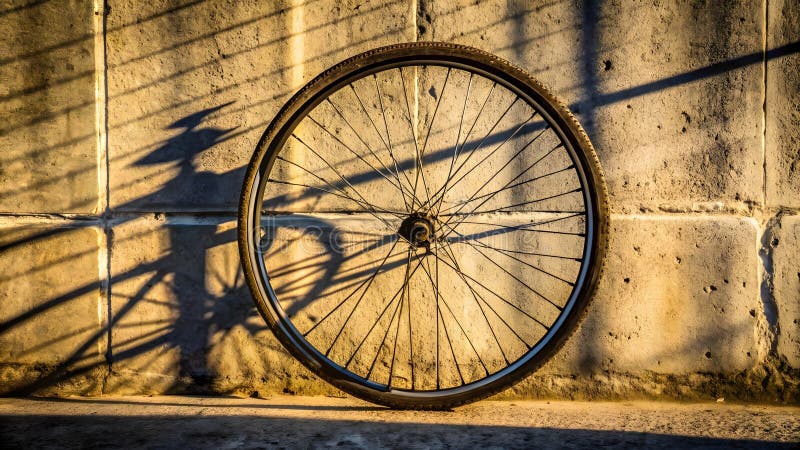 Bicycle Wheel Shadow stock illustration. Illustration of autumn - 373535672